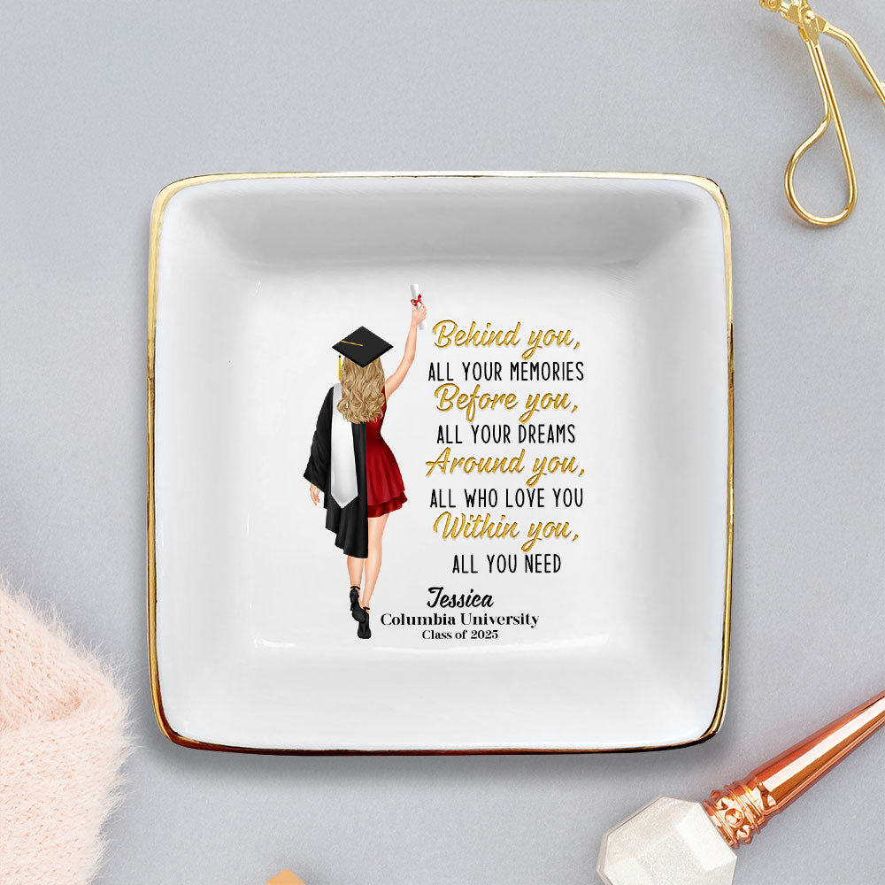 Personalized Graduation Girl Portrait Jewelry Dish, Custom Trinket Tra ...