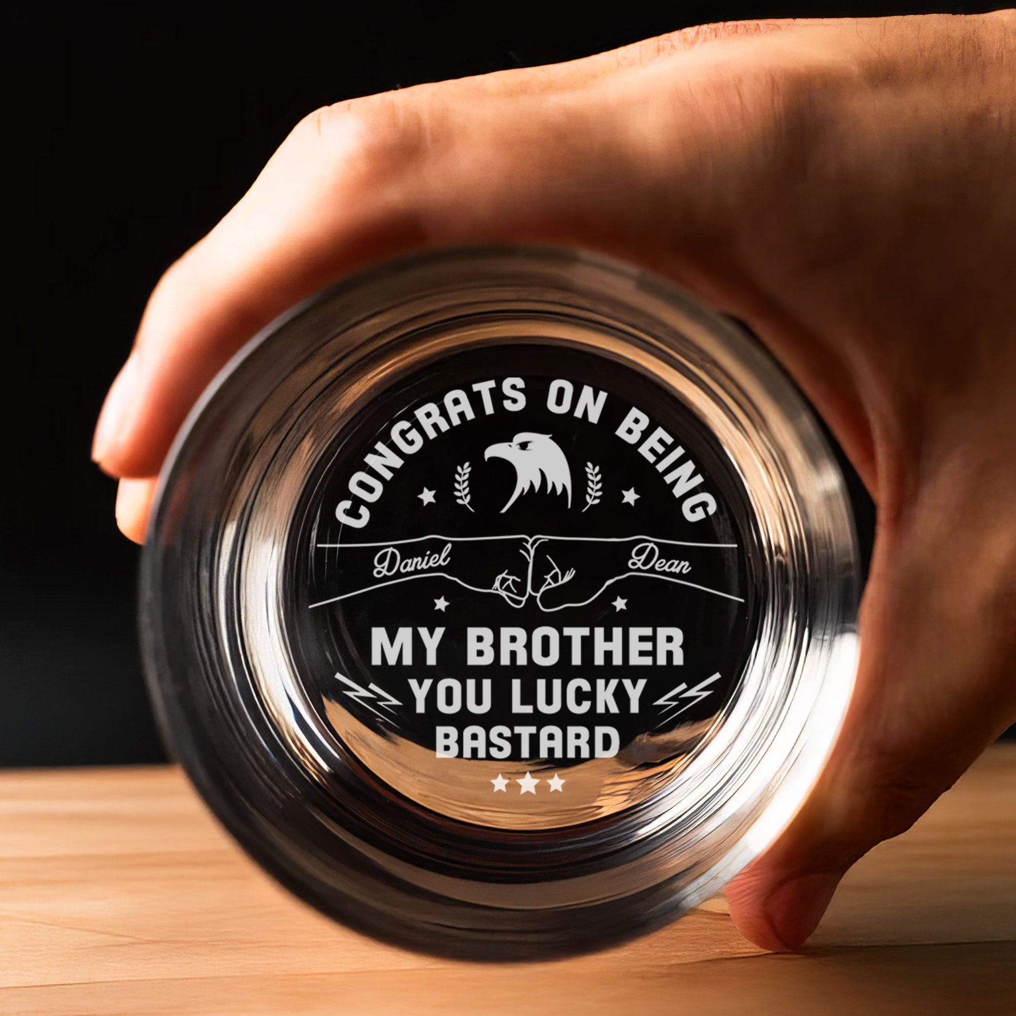 Custom Name Congrats On Being My Brother Whiskey Glass, Brother's – Geembi